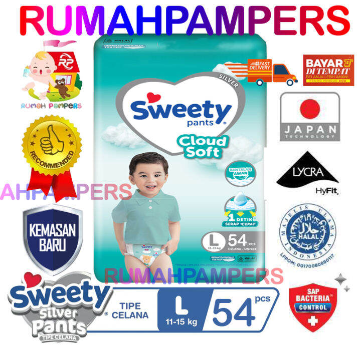 Sweety Silver JUMBO Pants L 54 Tipe Celana Cloud Soft (kemasan terbaru ...