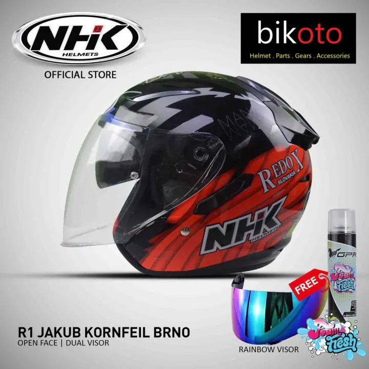 NHK Helmet R1 Jakub Kornfeil BRNO #2 Half Face Dual Visor with FREE ...