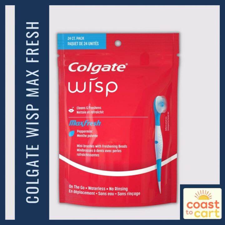 Colgate Max Fresh Wisp Disposable Mini Travel Toothbrush - 24 Mini ...