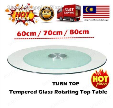 【GW】Tempered Glass Rotating Round Turn Table Dining Table Top Glass ...