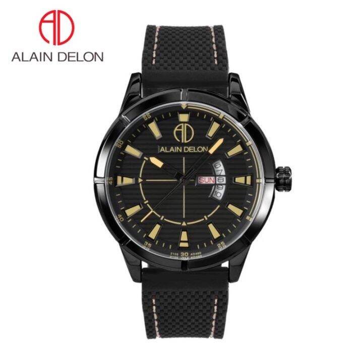Alain Delon Leather Watch 💯 (Ori) AD460-1732 Black Colour strap / Alain ...
