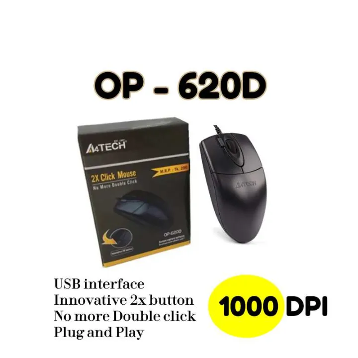 2x Click Mouse Optical Usb wired mouse A4tech OP-620D | Lazada PH