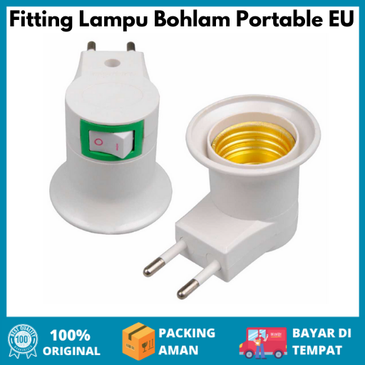 Fitting E27 Lampu Bohlam Portable EU Plug / Coket Socket Fitting Lampu ...