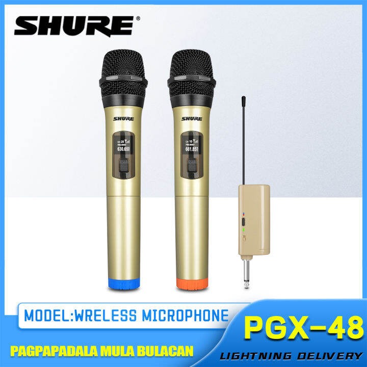 Shure PGX-48 Wireless Microphone Dual Handheld Mic with Receiver for ...