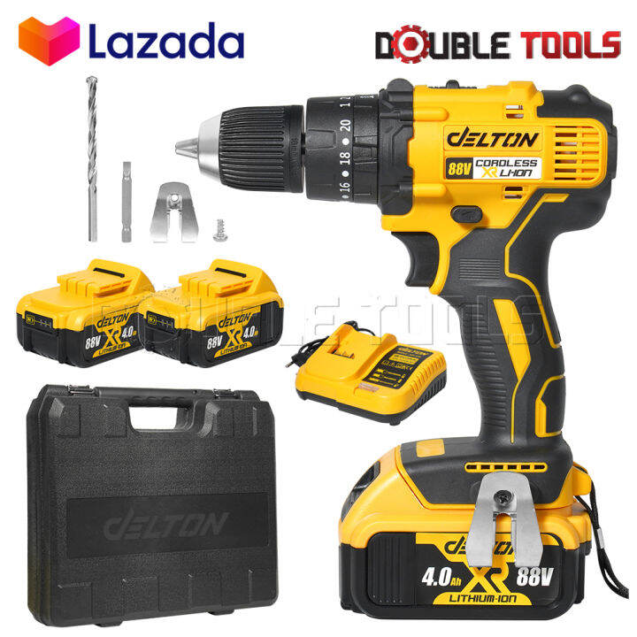 DELTON สว่านไร้สาย สว่าน สว่านกระแทก 3 ระบบ 88V **เจาะกระแทกได้** รุ่นใหม่! แบตเตอรี่ ลิเธียม ...