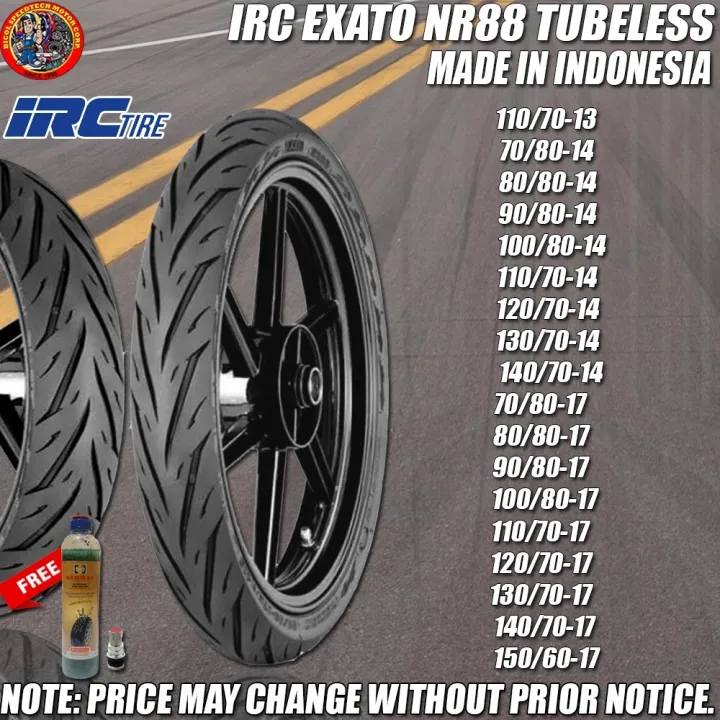 ORIGINAL IRC EXATO TUBELESS TIRE SIZE RIM 13/14 17 NR88 MADE IN ...