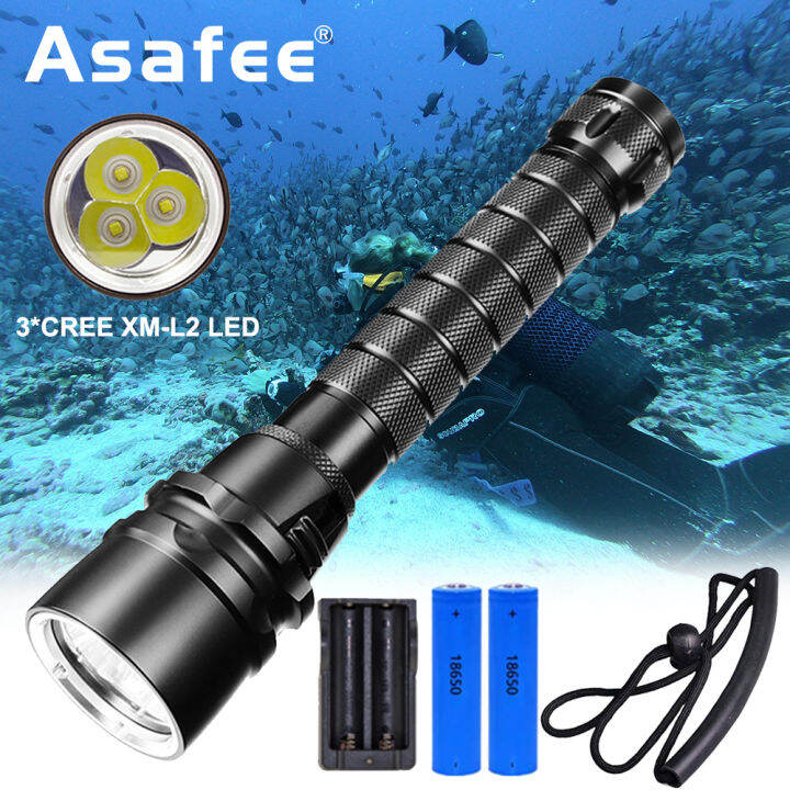 Asafee 30000LM 3*XML-T6 / L2 LED Professional Powerful led Waterproof ...