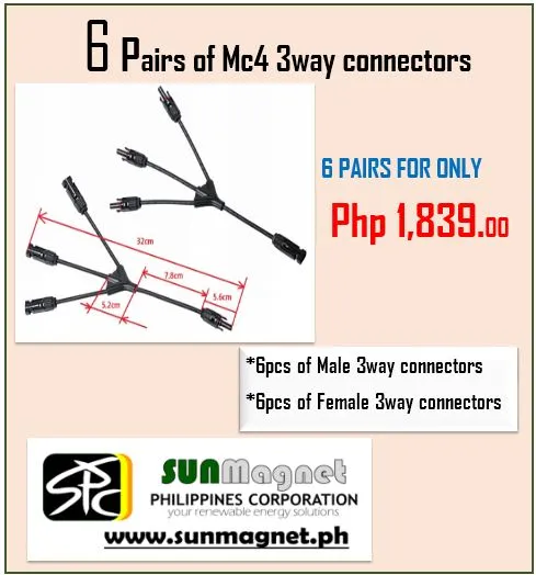 6 pairs MC4 3 WAY Connector Pair for Paralleling Solar Panel | Lazada PH