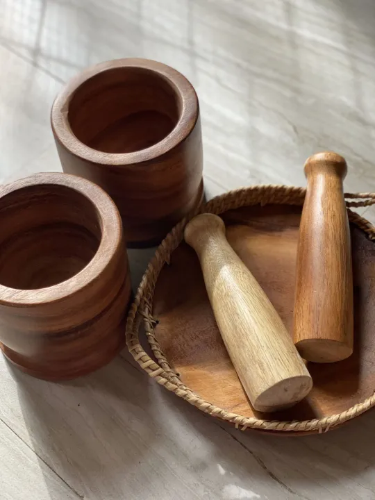Mortar and Pestle | Wooden Mortar & Pestle | Pandikdik | Acacia Wood ...