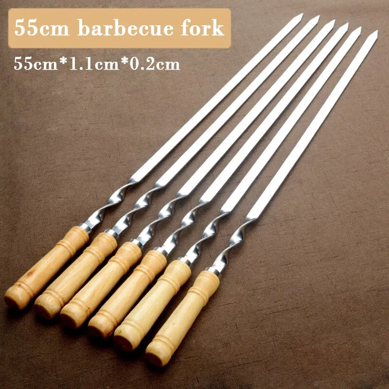 1pc Outdoor Barbecue Fork Stainless Household Skewer Steak brown スーパー ...