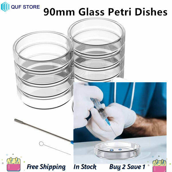 90 mm Glass Petri Dishes 10 Pcs Autoclavable Lab Petri Plates with A ...