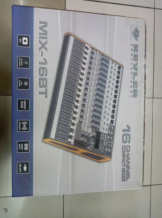 Kevler MIX-16BT Professional Mixer with 16 Channel 12 Mic / Line 2 Aux Mixer with 24 Bit 99 DSP ...