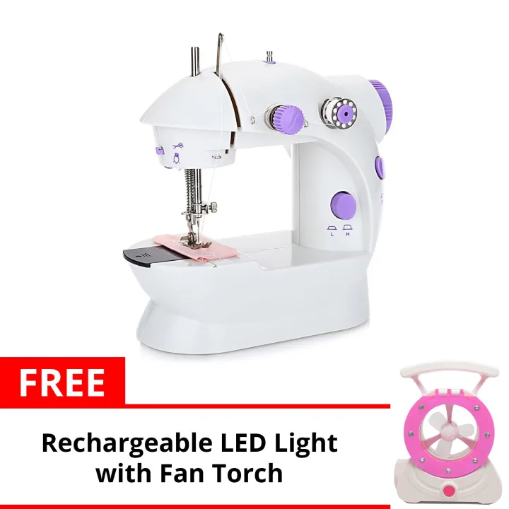 Keimav 4-in-1 Mini Portable Sewing Machine (White/Purple) with Free ...