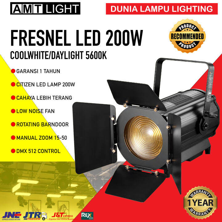 Fresnel LED 200W DAYLIGHT 5600K Manual Zoom AMT LIGHT Lampu Sorot ...