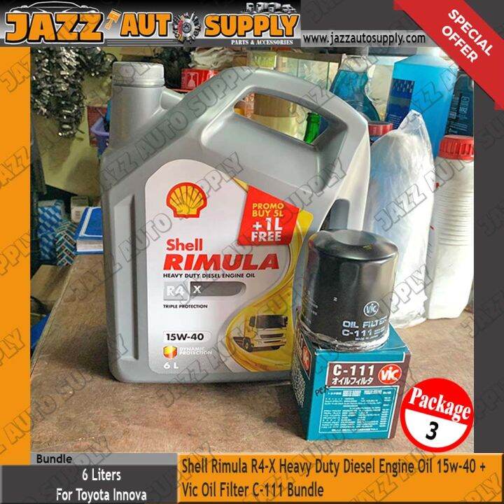 Shell Rimula R4-X Heavy Duty Diesel Engine Oil 15w-40 + Vic Oil Filter ...