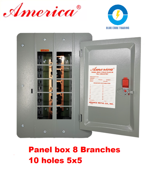 America Panel Box 8 Branches for Plugin breakers ( 10 holes) 5x5 ...