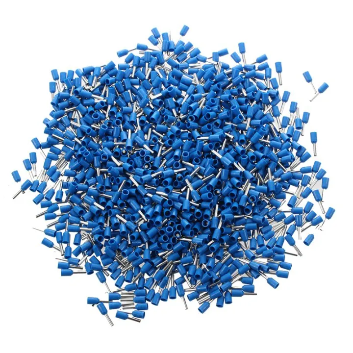 1000Pcs Crimp Connector Insulated Pin Terminal Blue for AWG 16 Wire ...