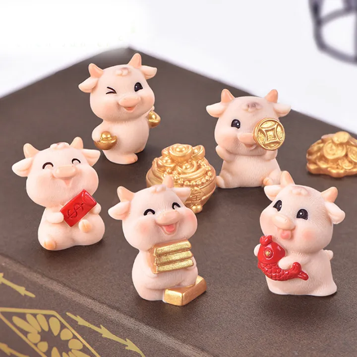 DIY Mini Miniature OX ของตกแต่งในสวน Decor วัวตุ๊กตาอุปกรณ์เสริม ...