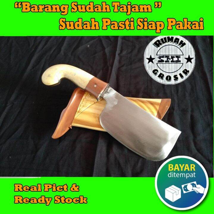 Golok Petok GOLOK Pemotong Daging dan Tulang Hewan Kayu Jati Baja Per ...
