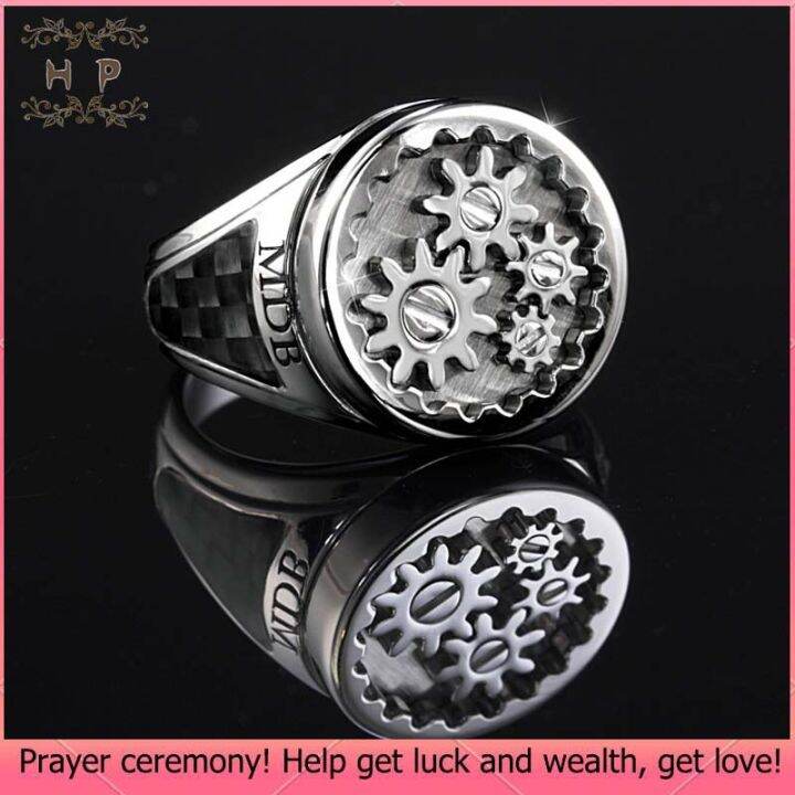 HP-S925เงินแผ่นเสียงเกียร์แหวนรถเปลี่ยนเกียร์ผู้ชายแหวนแฟชั่นผู้ชายแหวนของขวัญ | Lazada.co.th