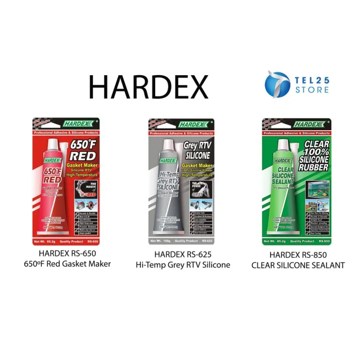 [ 1 UNIT ] HARDEX RS-650 650ºF Red Gasket Maker / RS-850 CLEAR SILICONE ...