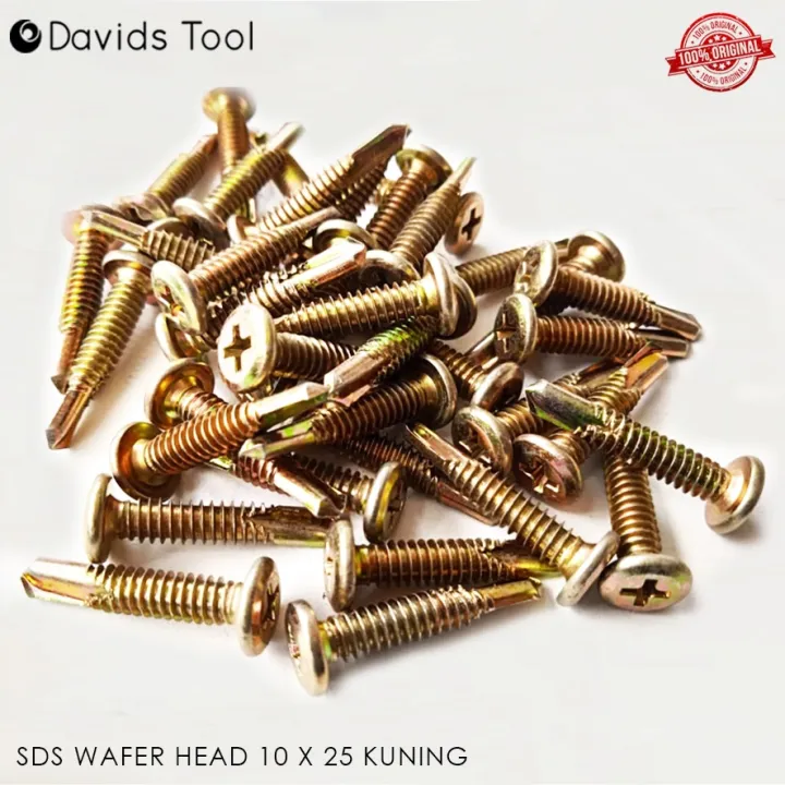Sekrup Baja Ringan Baut Roofing Skrup Wafer Head 2,5cm 10 x 25 Kuning ...