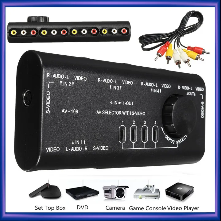 Audio Video AV Switcher Splitter RCA Cable Selector Switch Box ( AV-109 ...