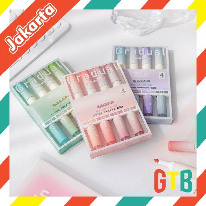 GTB 1 SPIDOL STABILO SET ISI 4 WARNA PASTEL / 1 SET STABILO HIGHLIGHTER ...