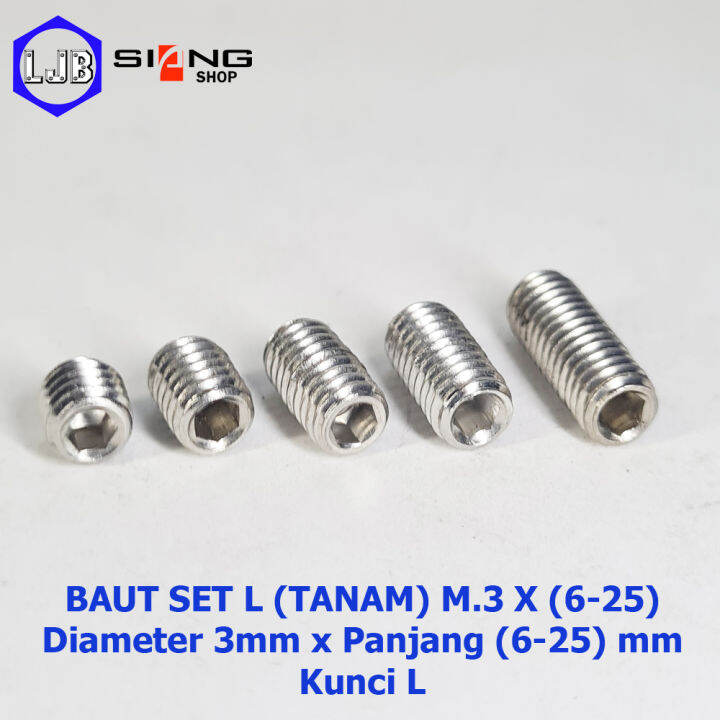 Baut Tanam L Stainless M3 Panjang 6 sd 25mm (Set L) | Lazada Indonesia