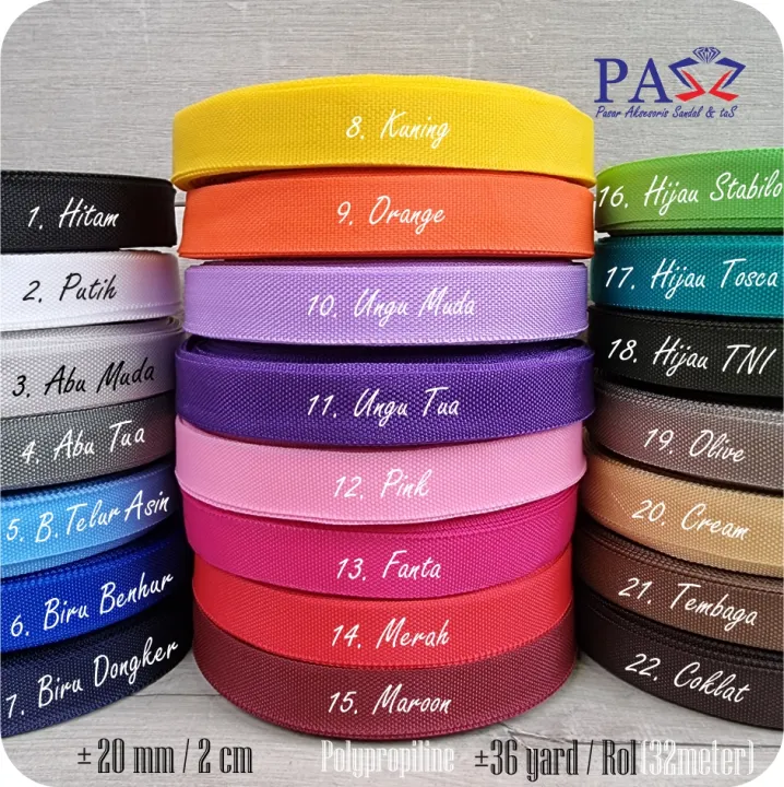 Tali Webbing Pelipit / Bisban / PCR 2 cm 36 Yard/rol | Lazada Indonesia