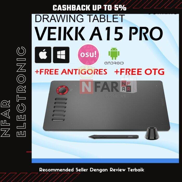 VEIKK A15 PRO Digital Graphic Drawing Pen Tablet OSU 8192 Pressure ...