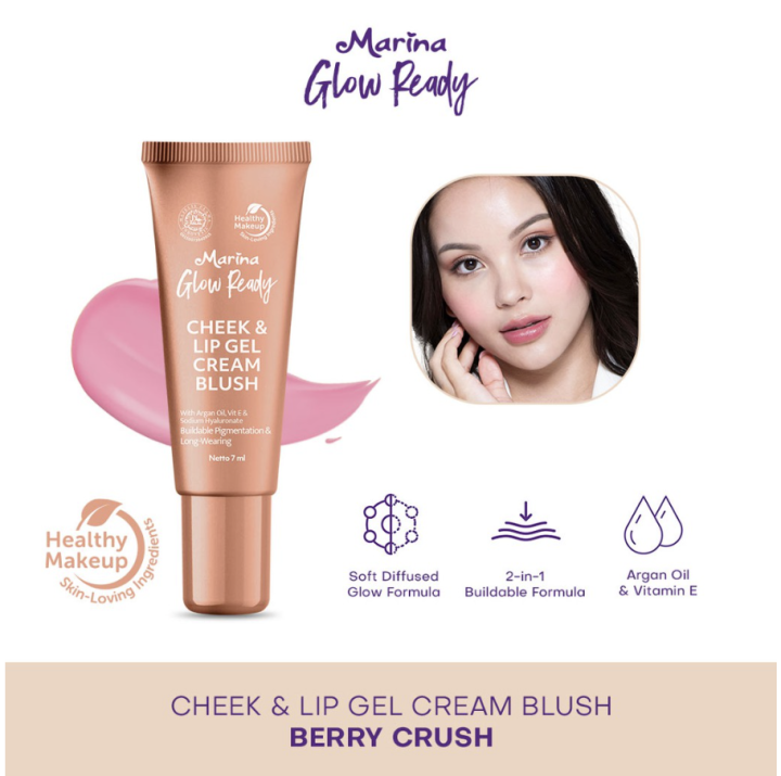 Marina Glow Ready Cheek & Lip Gel Cream Blush - 7ml | Lazada Indonesia