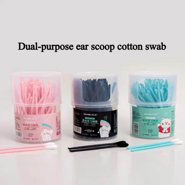 100pcs 2-in-1 Cotton Swab Ear Scoop Dual-head Dual-function Use Cotton ...