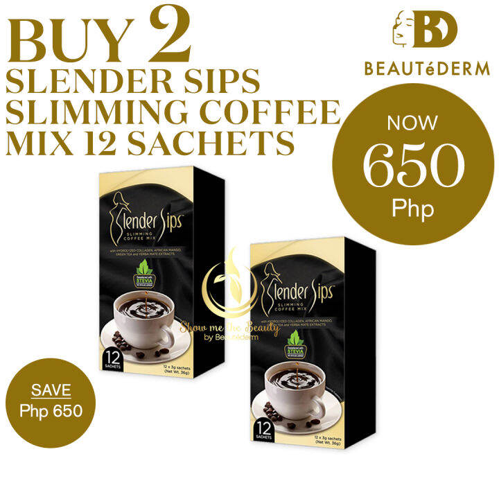 Beautederm Slender Sips Slimming Coffee Mix - 12 sachets BUY 1 TAKE 1 PROMO | Lazada PH