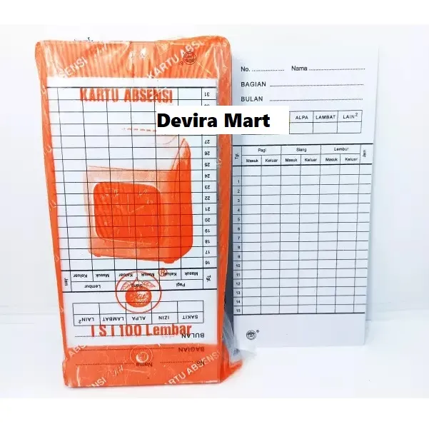 Kartu Absensi Amano Karyawan Isi 100 Lembar Kertas Absen Kariawan Apel ...