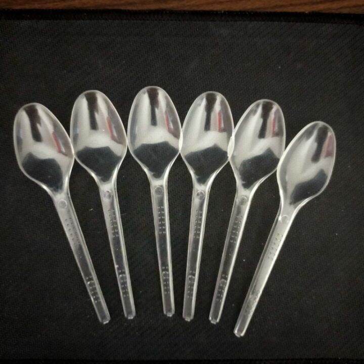 sendok the eskrim pudding jelly plastik STG bening 11 cm (1 pack isi 50 ...