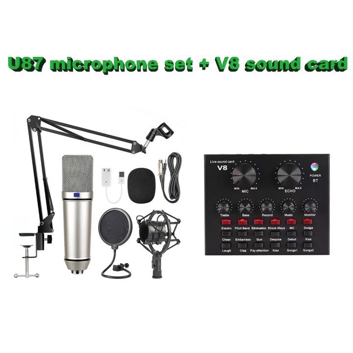 V8 Sound Card With U87 Microphone Condenser Complete Set V8+U87 Mic ...