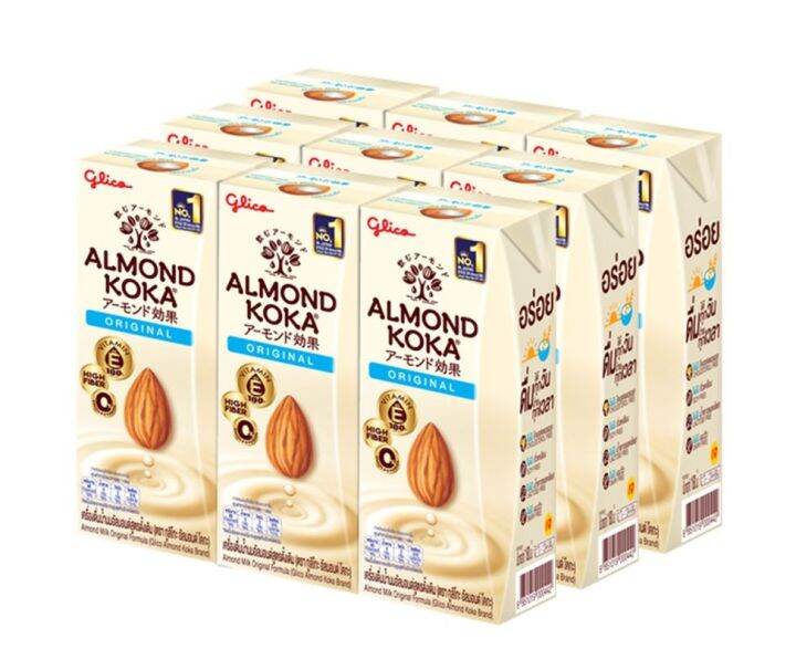 Glico Almond Koka Original Milk เครื่องดื่ม น้ำนม อัลมอนด์ สูตรดั้งเดิม 180ml. x 9กล่อง | Lazada ...