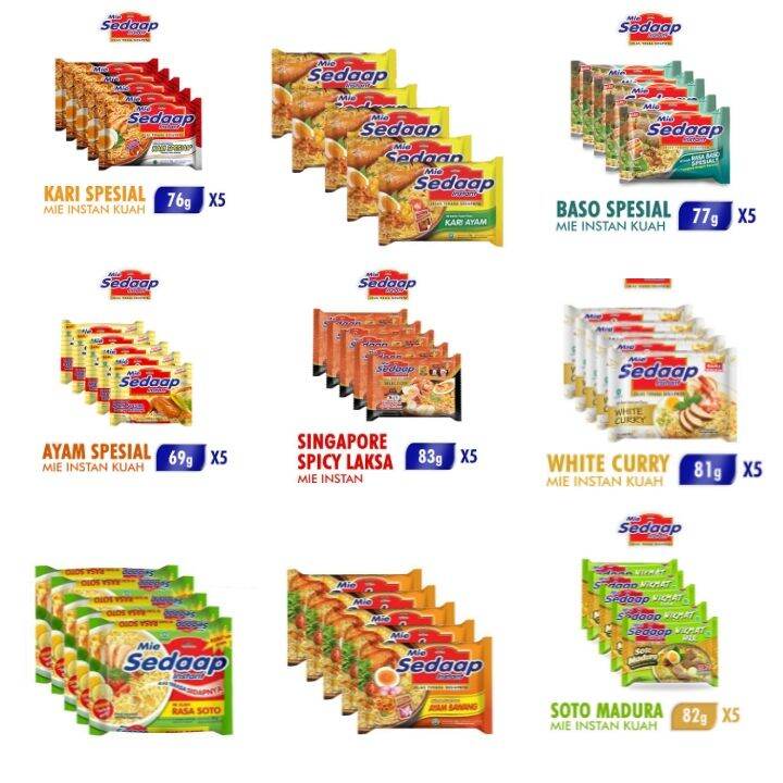 Mi instant mie sedaap kuah all varian (per 5 pcs) mi sedap enak dan ...