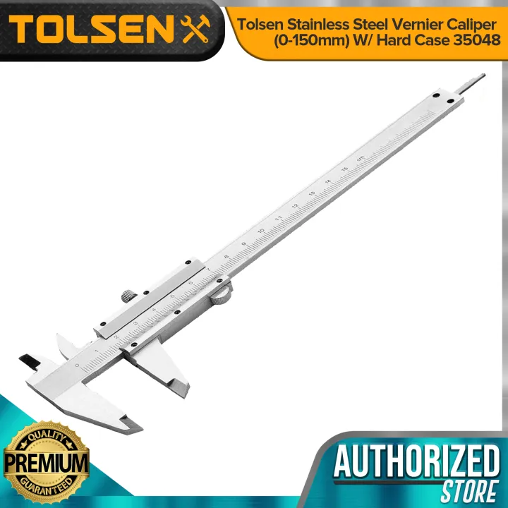 Tolsen Stainless Steel Vernier Caliper (0-150mm) W/ Hard Case 35048 ...