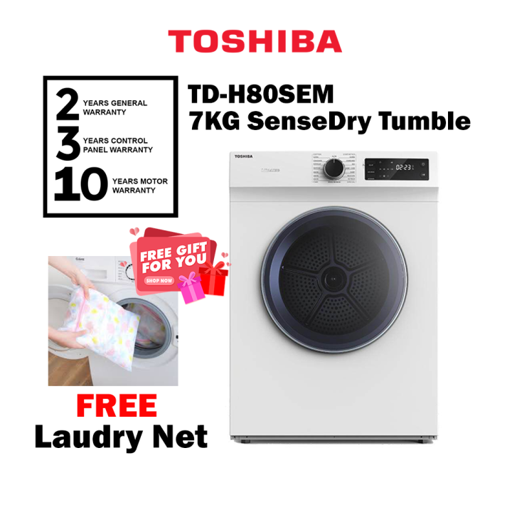 Toshiba 7KG Tumble Dryer TD-H80SEM (White) TDH80SEM / TD-H80SEM(SK ...