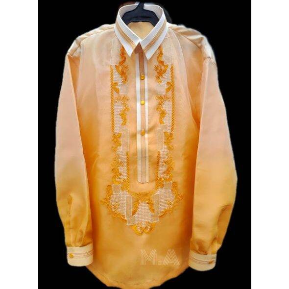 Barong Tagalog Monochromatic Golden Yellow | Lazada PH