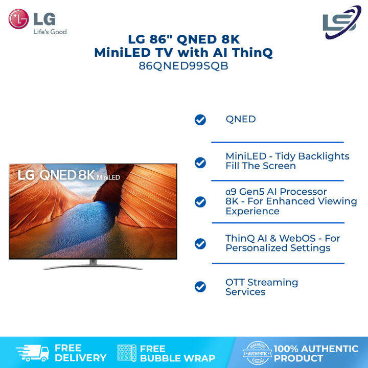 LG 86" QNED 8K MiniLED TV with AI ThinQ 86QNED99SQB | Wide Colour Gamut | HDR10 | webOS 22 ...