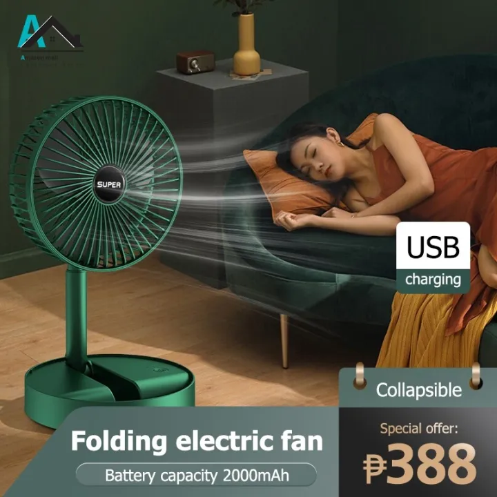 Desk Electric Fan Small folding fan with USB charging retractable 3 ...