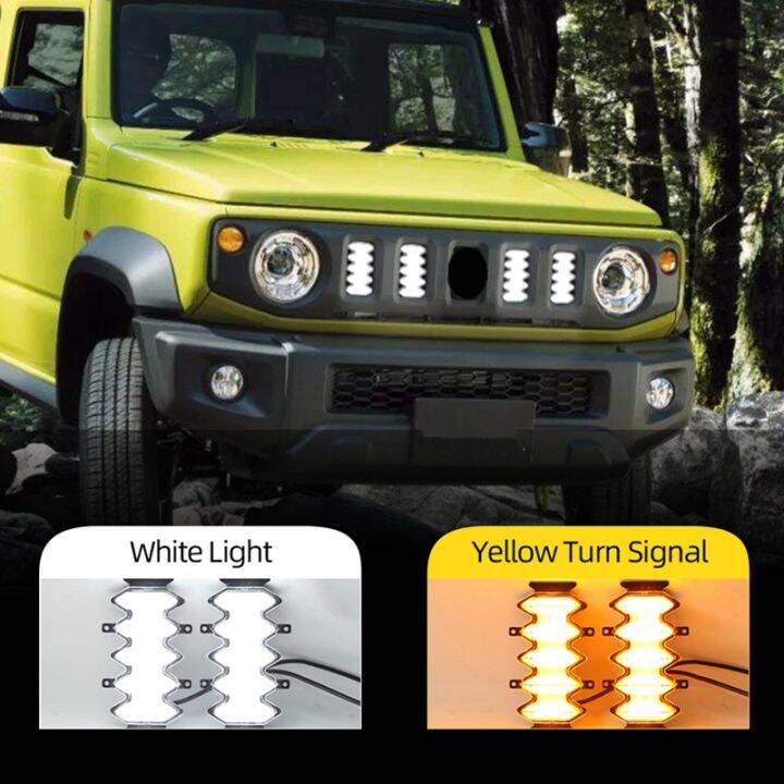 Front Grille LED Daytime Running Light Turn Signal Lamps Yellow+White ...