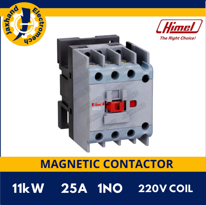Himel Magnetic Contactor HDC3, 25Amps, 11kW, 220VAC Coil, 1NO+1NC, (AC-3 = 380/440V) | Lazada PH