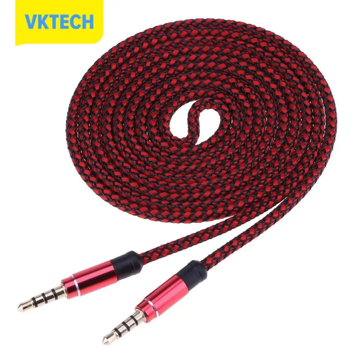 [Vktech] 1.5M 3.5mm Male To 3.5mm Male Weaving Audio Cable Car AUX Auxiliary Wire | Lazada PH