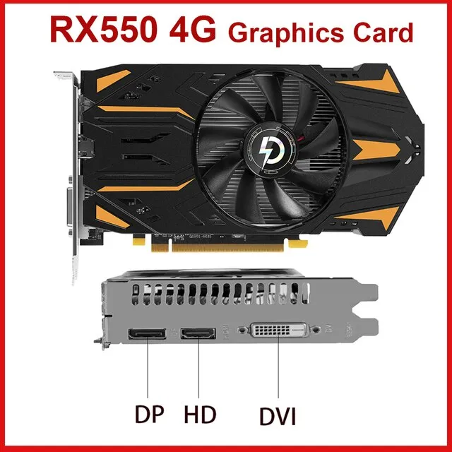 2 RX550กราฟิกการ์ด2/4G 128Bit GDDR5 PCIE PCI-E3.0 X16 HD DP DVI ...