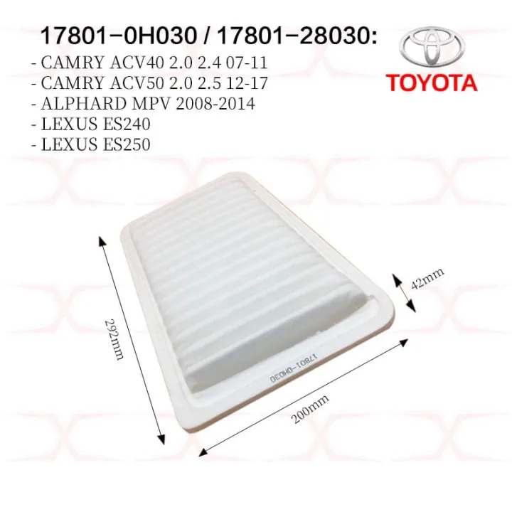 TOYOTA กรองอากาศ 17801-0H030 Camry ACV40 ปี06-12 ACV50 ปี12-15 เครื่อง ...