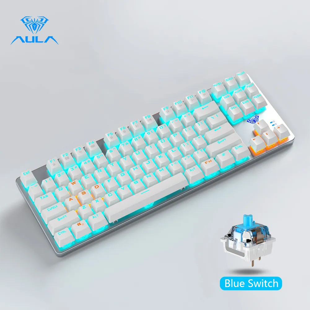 AULA F3287คีย์บอร์ดบลูทูธ + แบบมีสายแบบสองโหมด87-คีย์คีย์บอร์ดสำหรับ ...